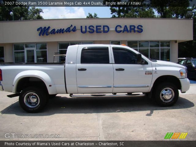 Bright White 2007 Dodge Ram 3500 Laramie Mega Cab 4x4 Dually Khaki