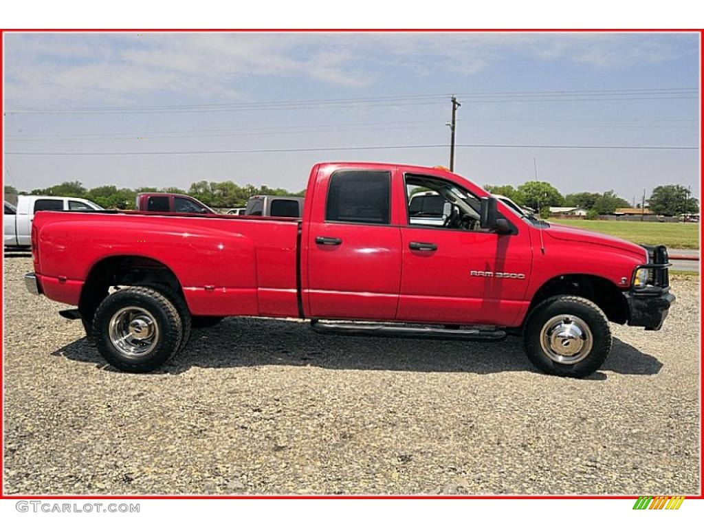 2004 Flame Red Dodge Ram 3500 Slt Quad Cab 4x4 Dually 48663530 Photo
